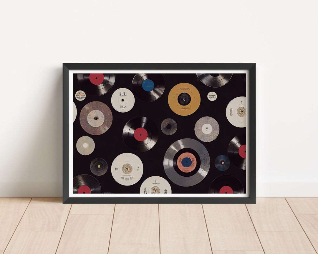 Vinyl Record Pattern in Black | Pro Audio Music Studio Decor | High ...