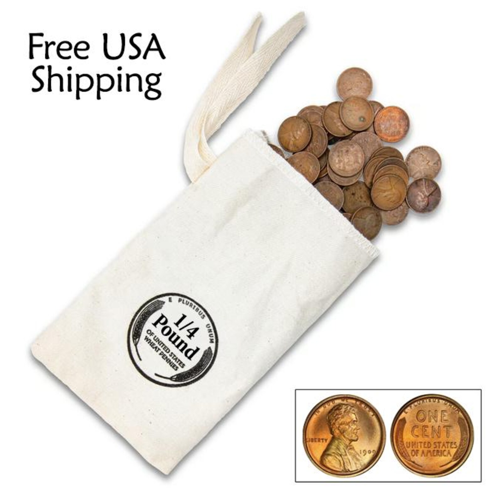 1/4-pound Bag of Wheat Pennies From Years 1909 ~ 1958! 95% Copper ...