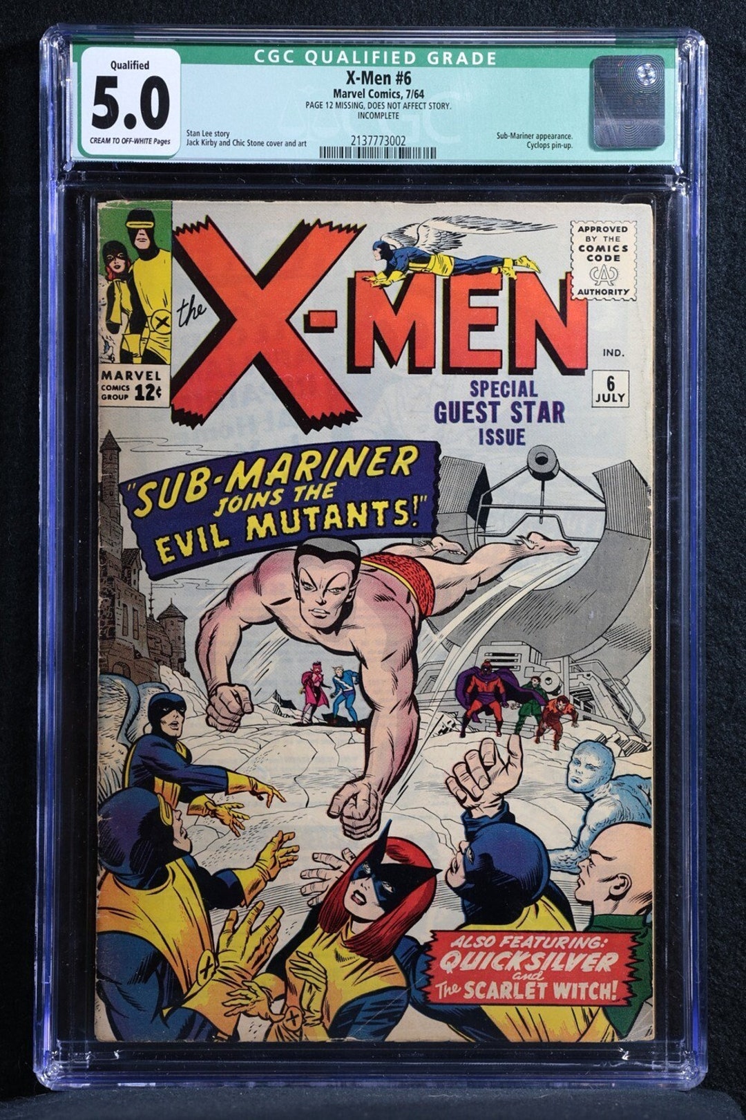 X-men #6 CGC 5.0 - Jul 1964 Marvel Comics, Qualified Grade Comic Book ...