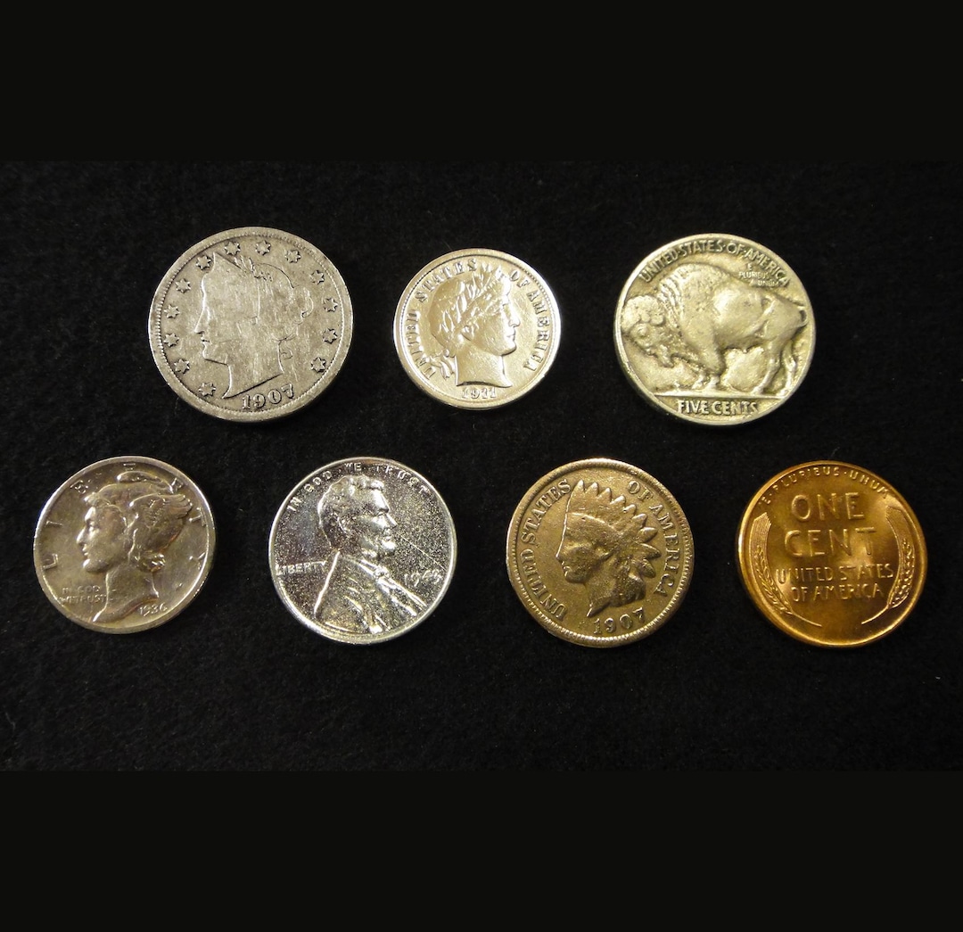 Vintage US Coins - 7 Rare Collectible Coins Incl. 90% Silver Dimes ...