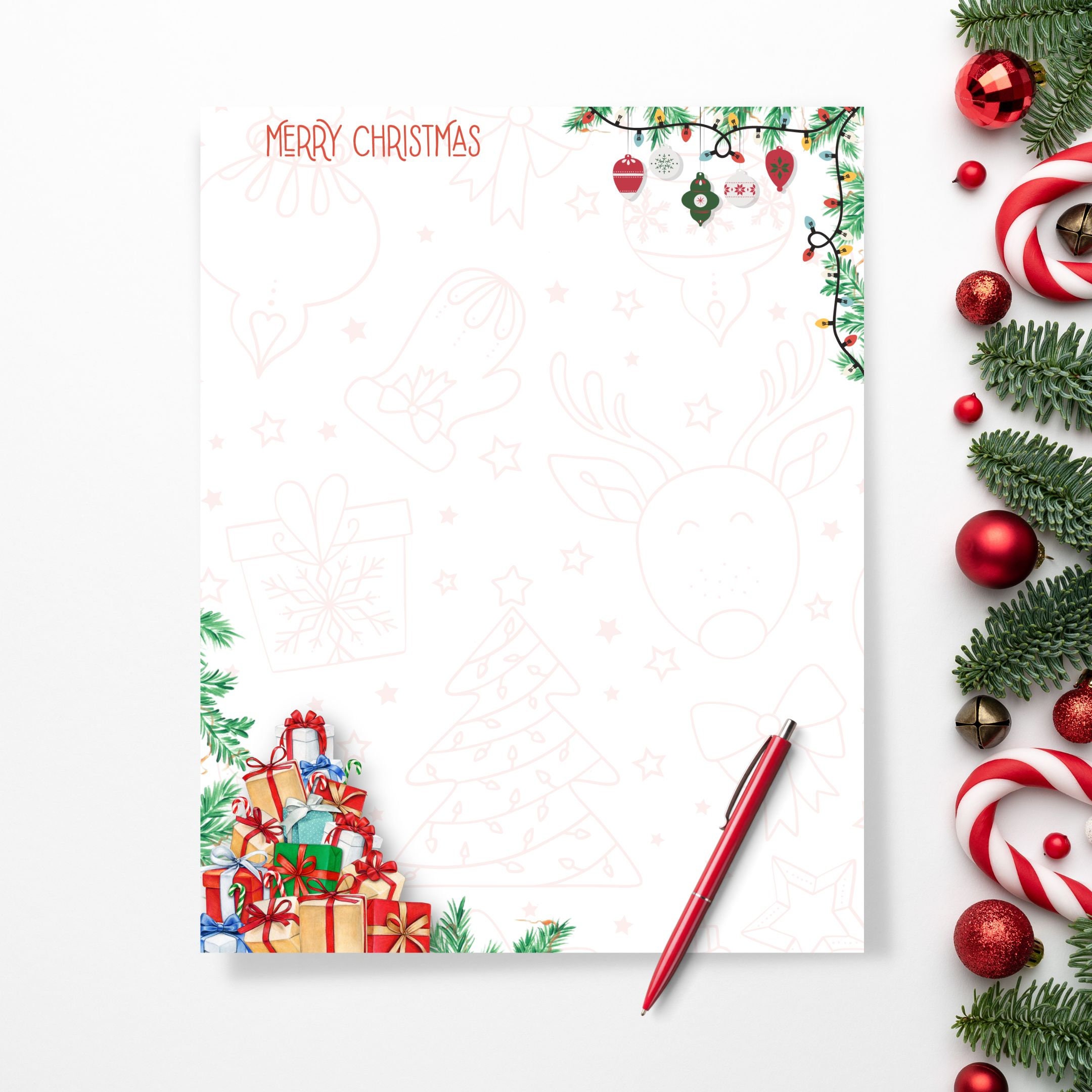 Printable Christmas Stationery Instant Digital Download - Presents ...