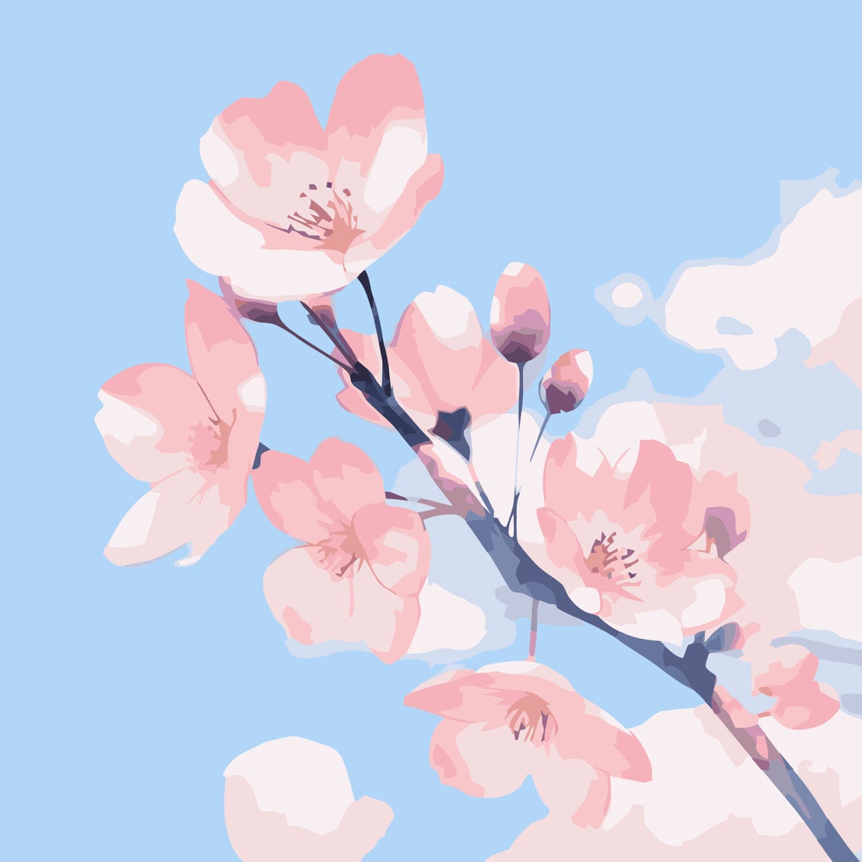 Sakura Season Paint by Number 20x20cm 40x50cm - Etsy