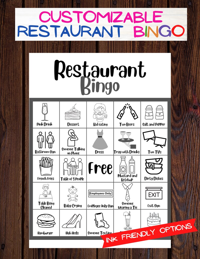 Customizable Restaurant Bingo Game With Images for Toddlers - Etsy