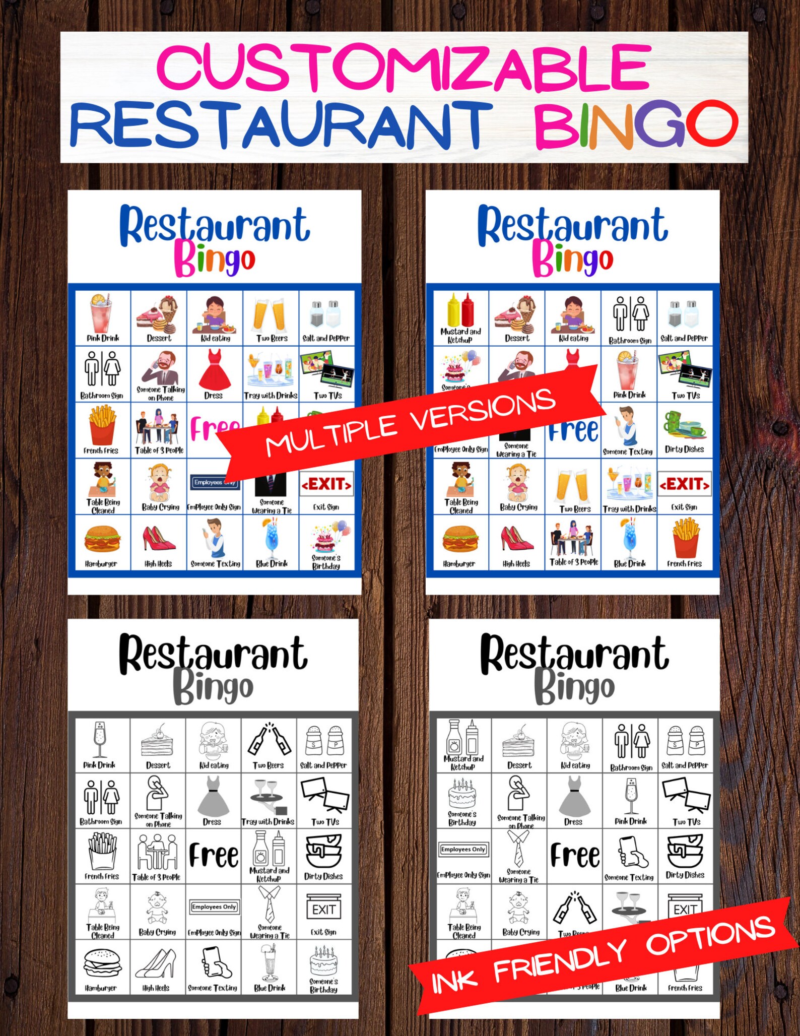 Customizable Restaurant Bingo Game With Images for Toddlers - Etsy
