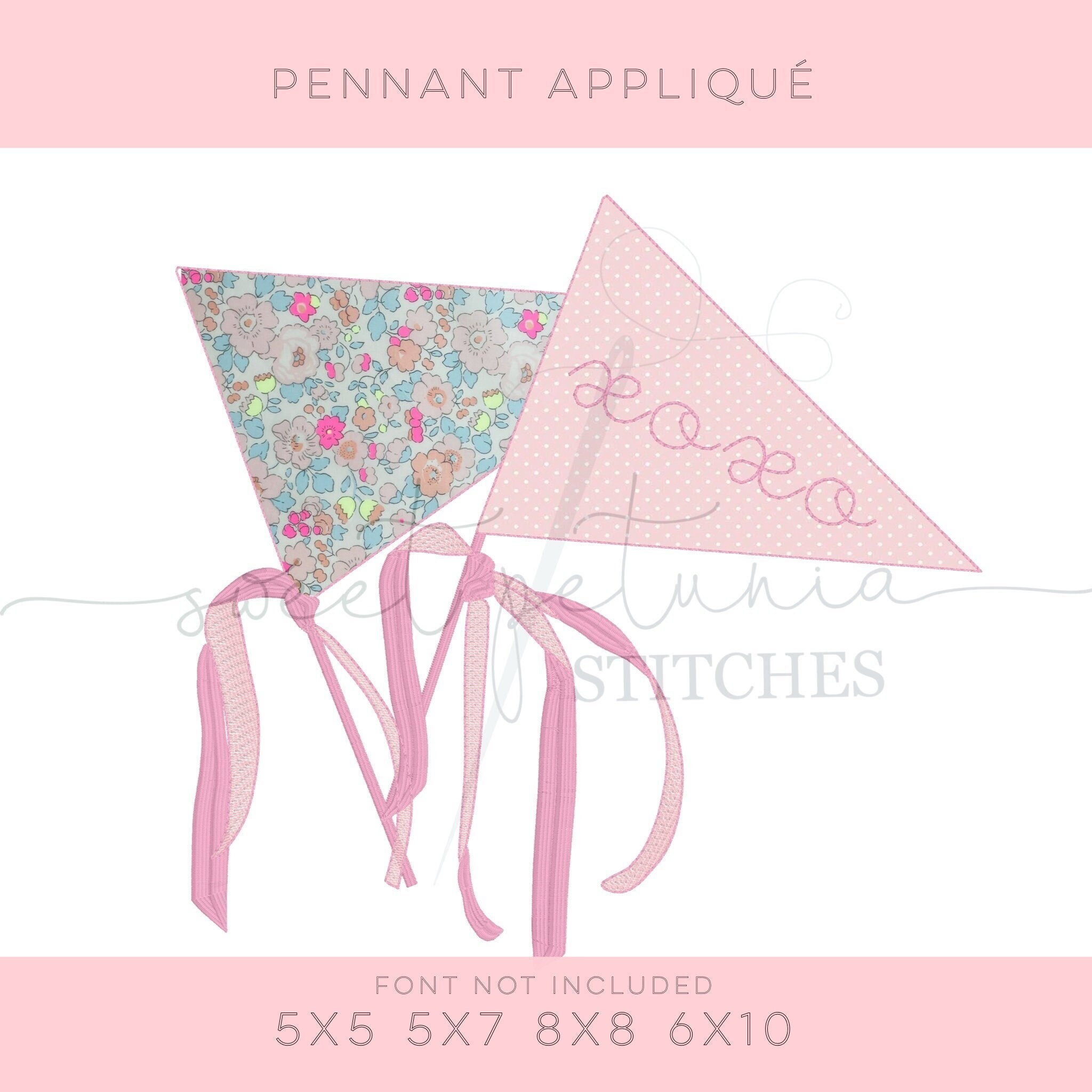 Pennant Banner Ribbon Bean Stitch Applique Fill Sketch Machine - Etsy