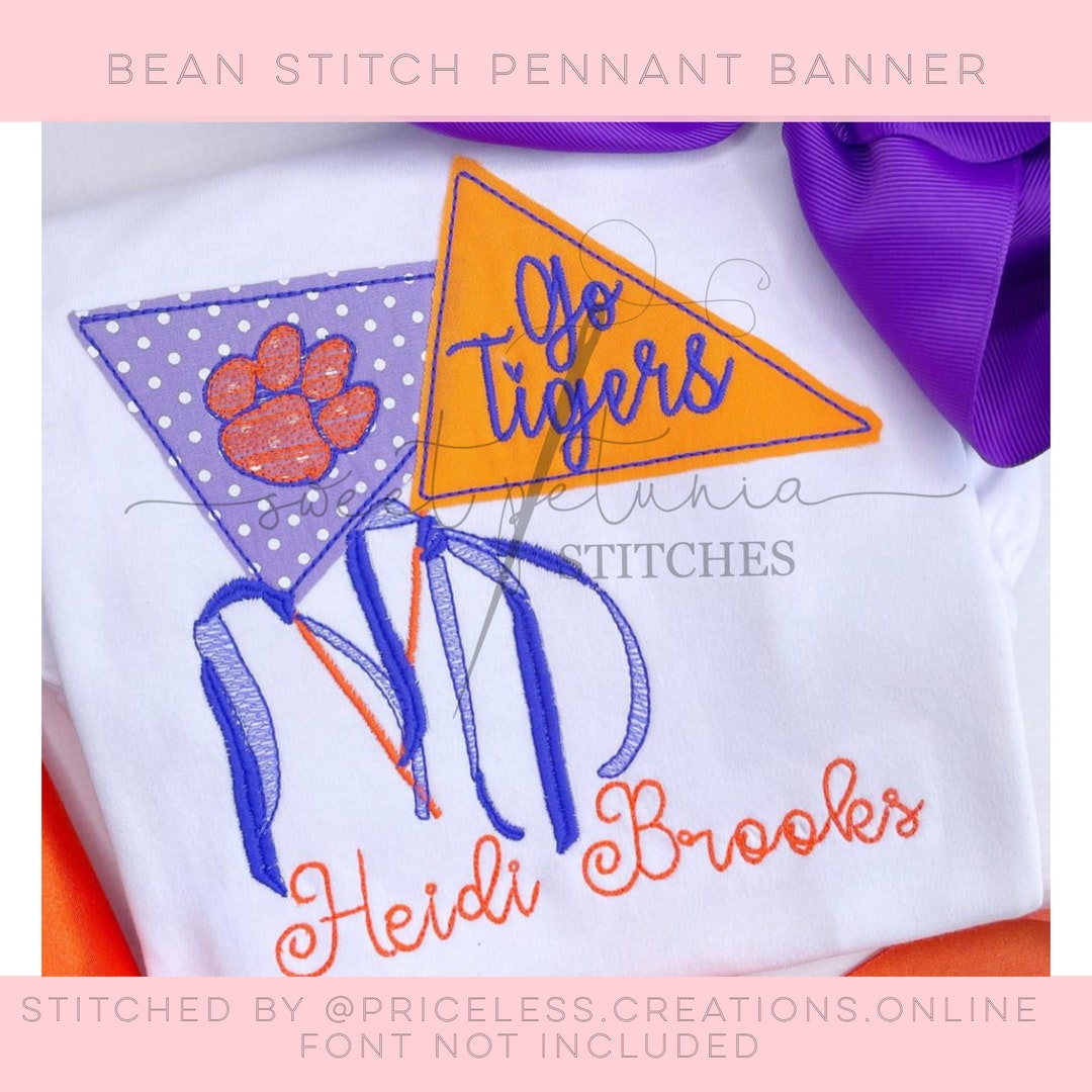 Pennant Banner Ribbon Bean Stitch Applique Fill Sketch Machine ...