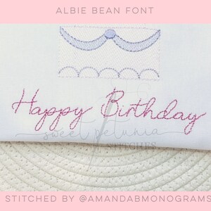 Albie Font Girly Bean Stitch Font Cursive Embroidered Font BX Bean ...