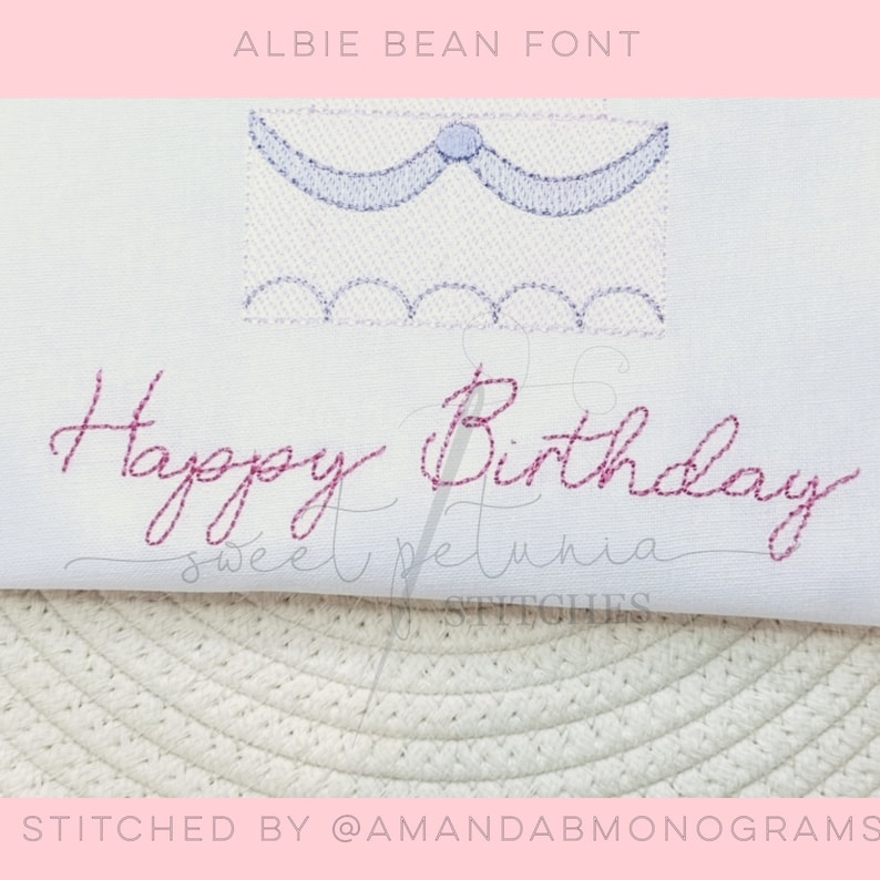 Albie Font Girly Bean Stitch Font Cursive Embroidered Font BX Bean ...