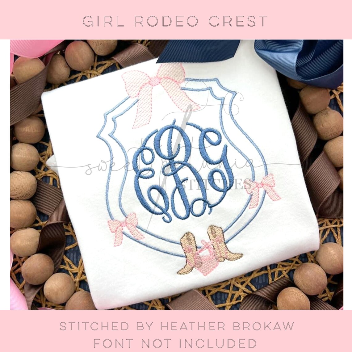 Rodeo Cowgirl Boot Bandana Western Boho Sketch Fill Satin Border Crest ...