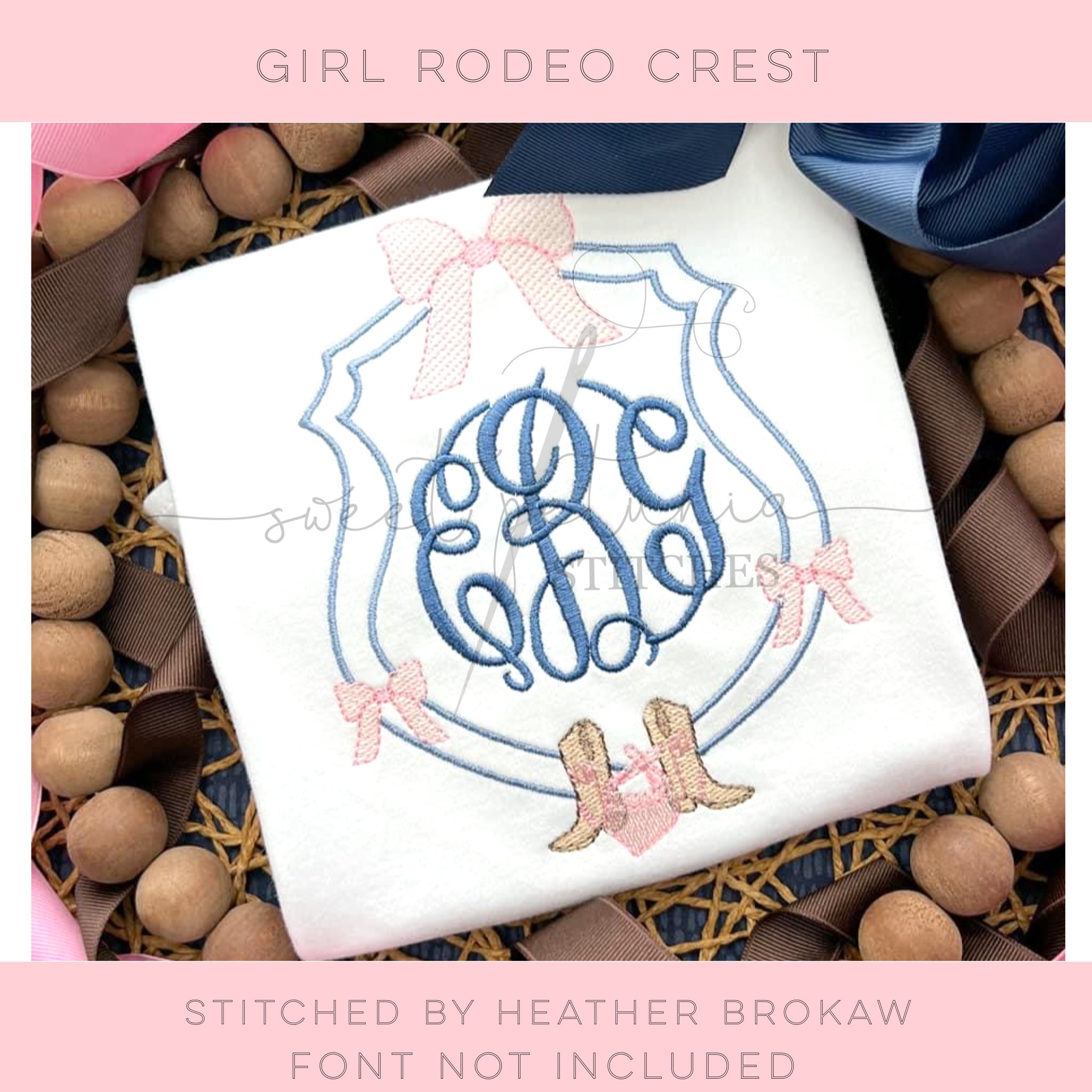 Rodeo Cowgirl Boot Bandana Western Boho Sketch Fill Satin Border Crest ...