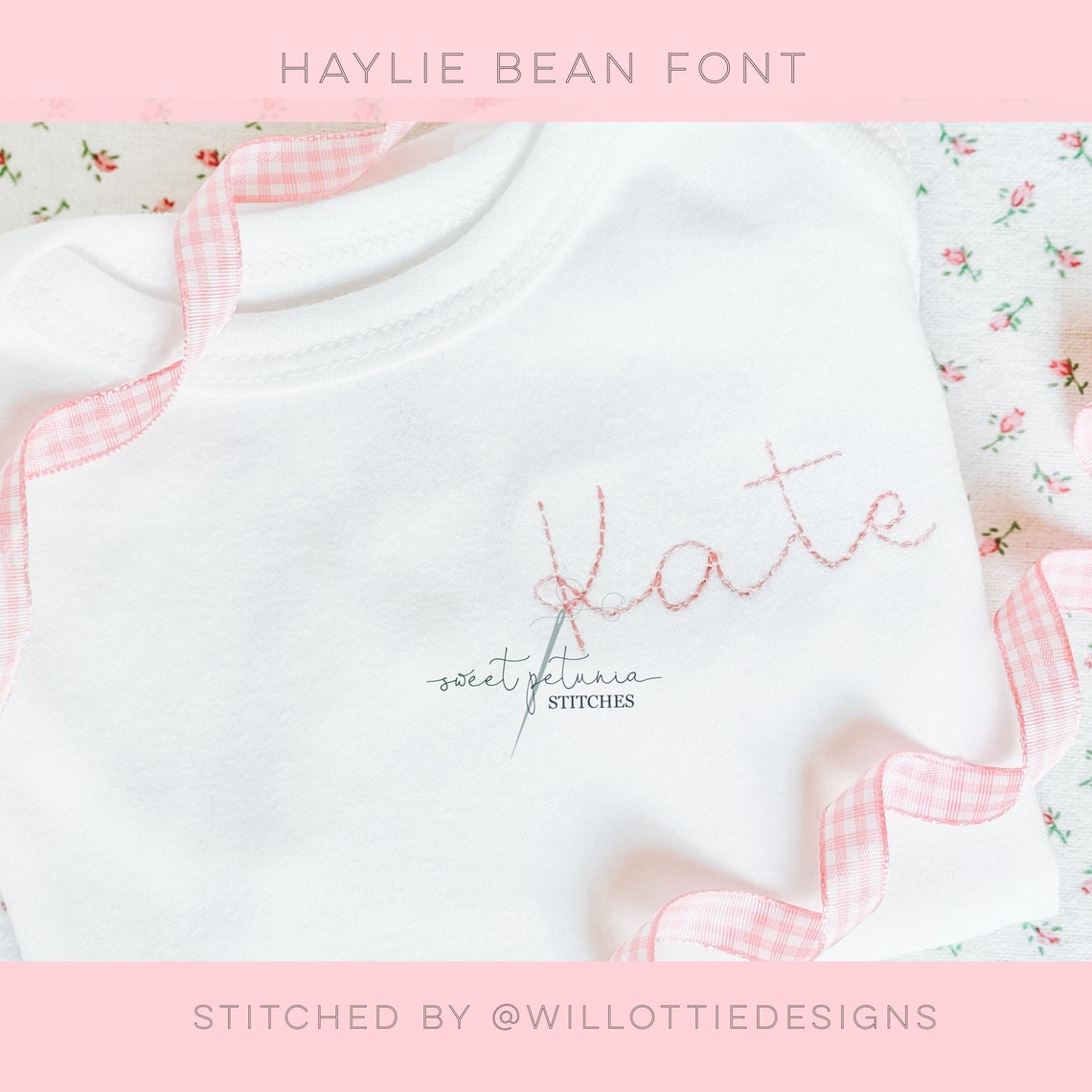 Haylie Font Girly Bean Stitch Font Cursive Embroidered Font BX Bean ...