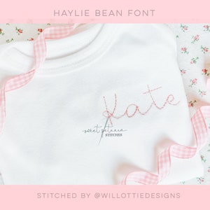 Haylie Font Girly Bean Stitch Font Cursive Embroidered Font BX Bean ...