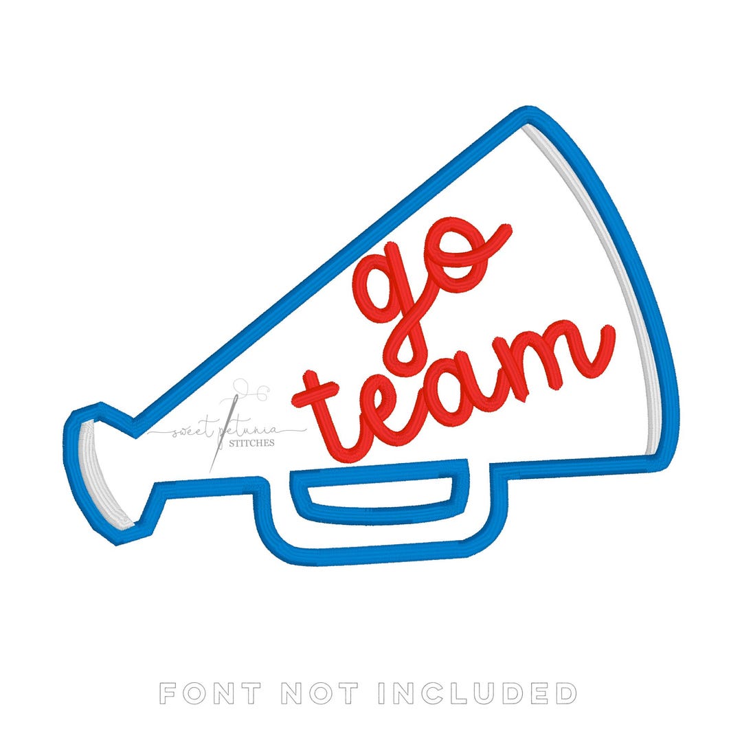 Megaphone Cheerleader Cheering Satin Border Satin Stitch Outline Cheer ...