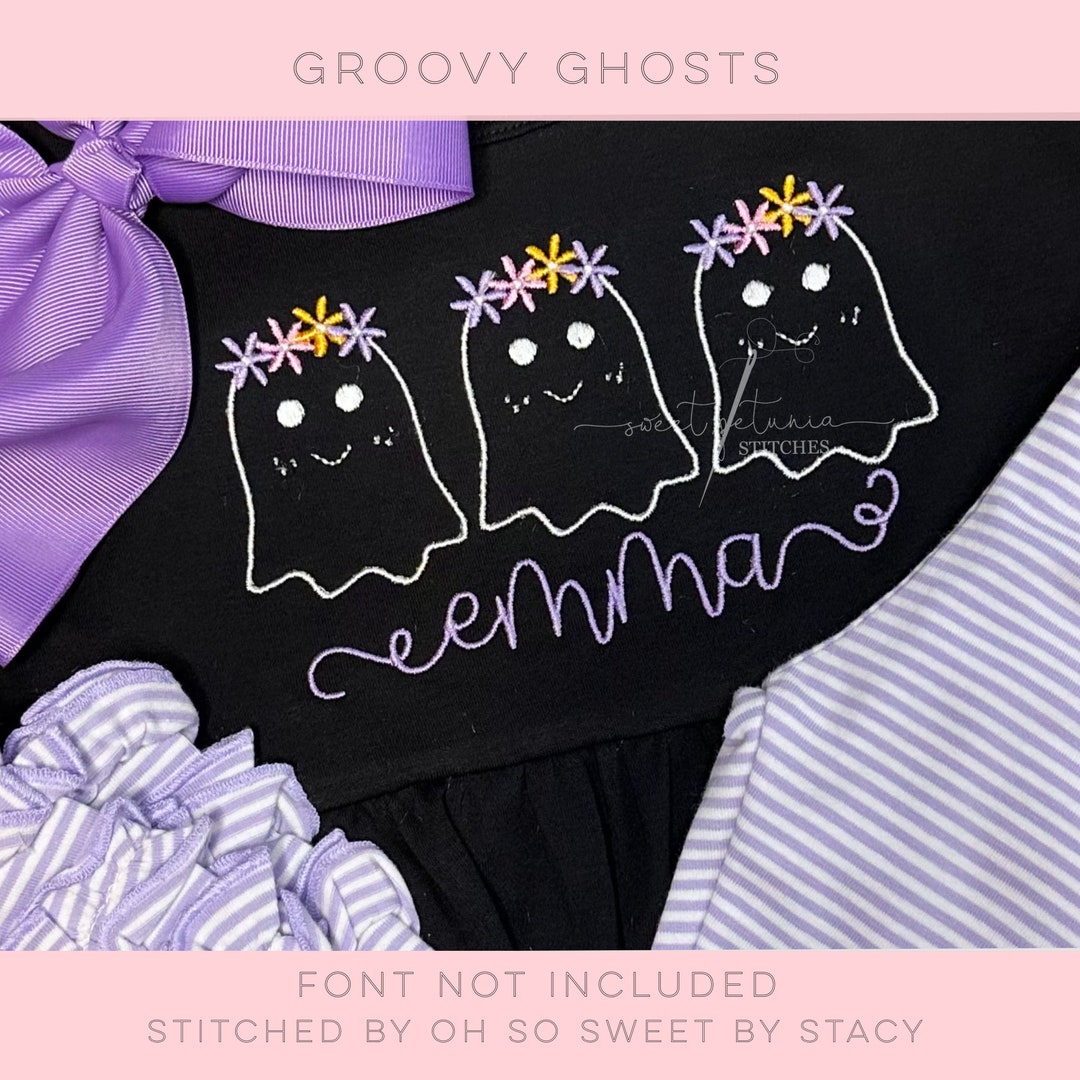 Groovy Floral Ghost Trio Ghostly Girls Trick or Treat Ghosts Halloween ...