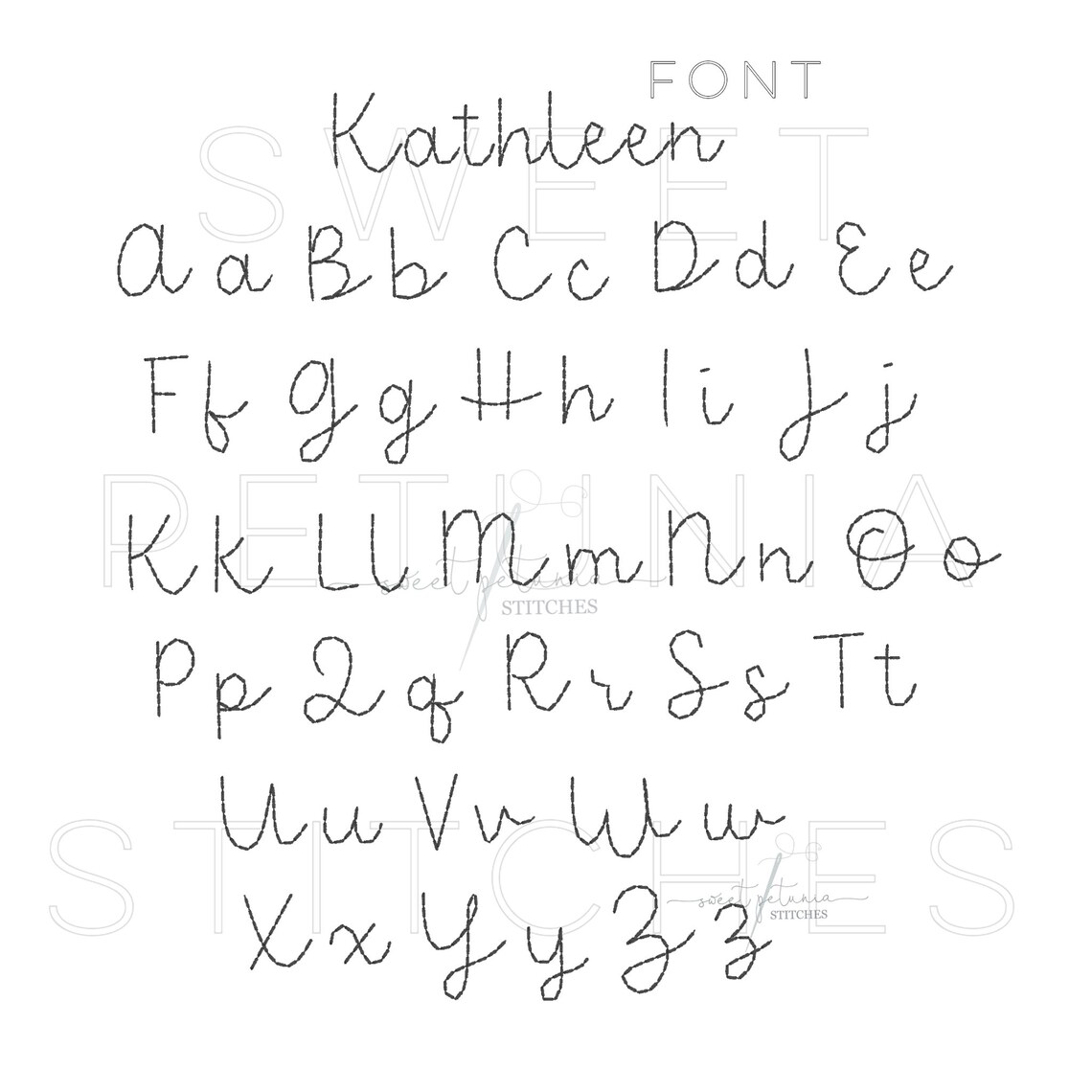Kathleen Font Girly Bean Stitch Font Cursive Embroidered Font BX Bean ...