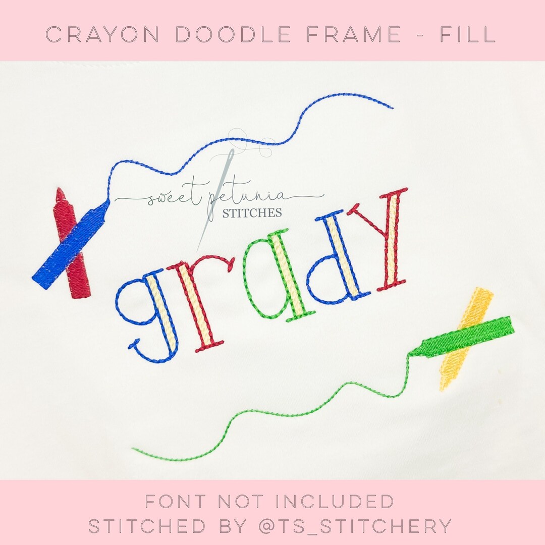 Doodle Crayon Name Frame Sketch Back to School Kindergarten Crayons ...