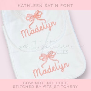 Kathleen Font Girly Satin Font Cursive Embroidered Font BX Satin Stitch ...