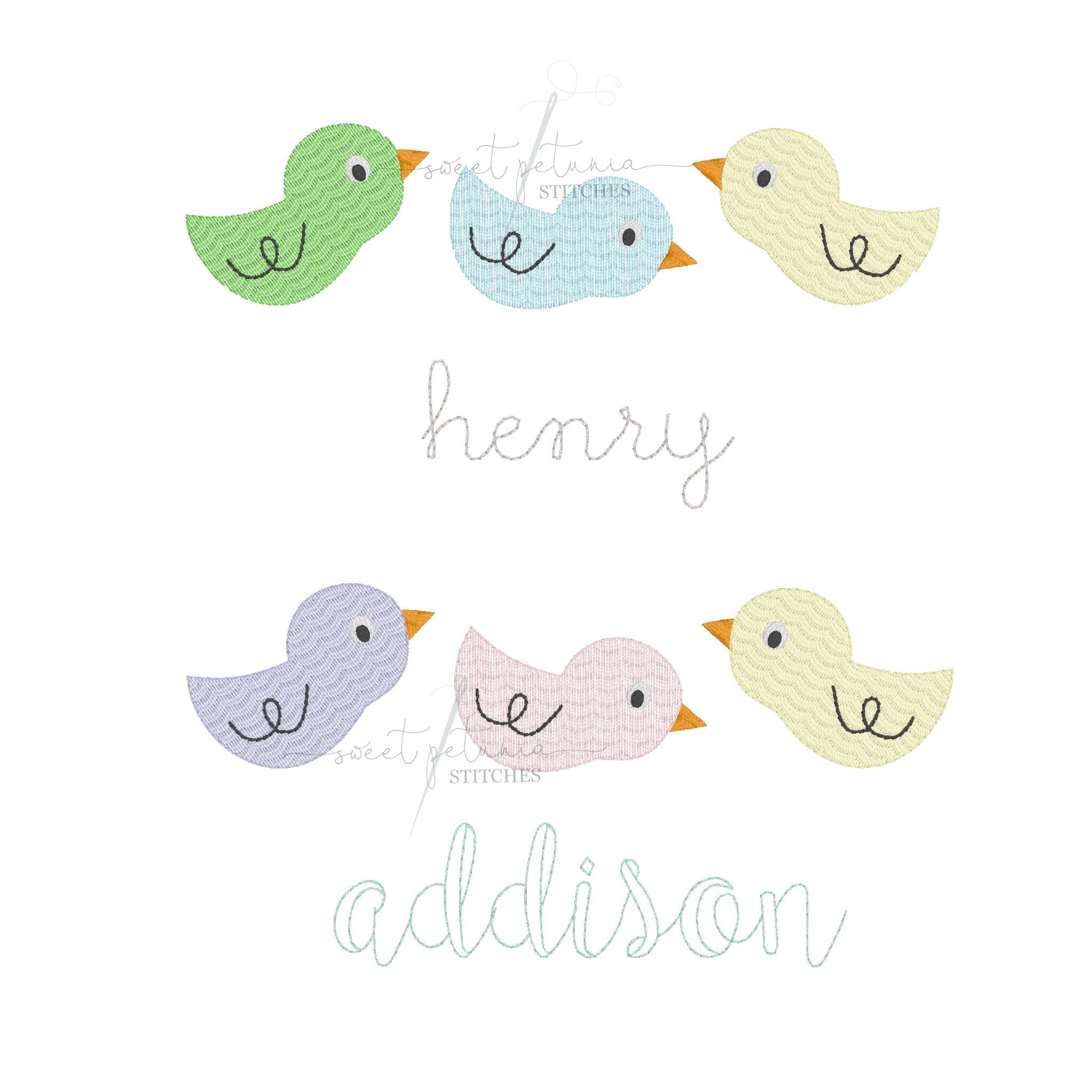 Birds Spring Birdies Tiny Birds Girly Spring Easter Trio Sketch Fill ...