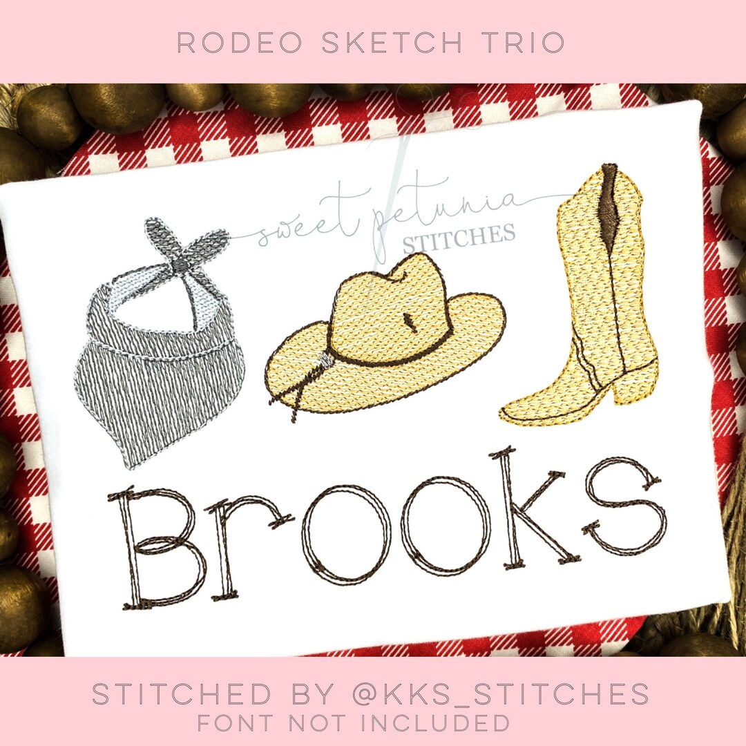 Rodeo Cowboy Bandana Boot Western Boho Sketch Fill Trio Bean Quick ...
