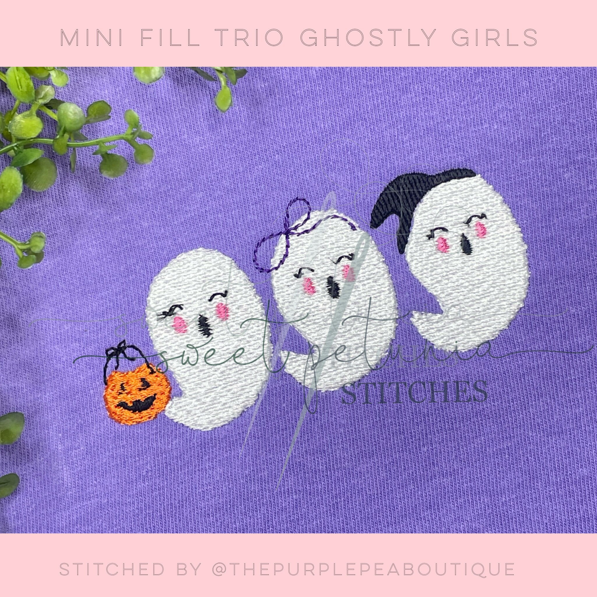 Halloween Motif Ghost Trio Girly Halloween Spooky Ghost Witchy Mini ...
