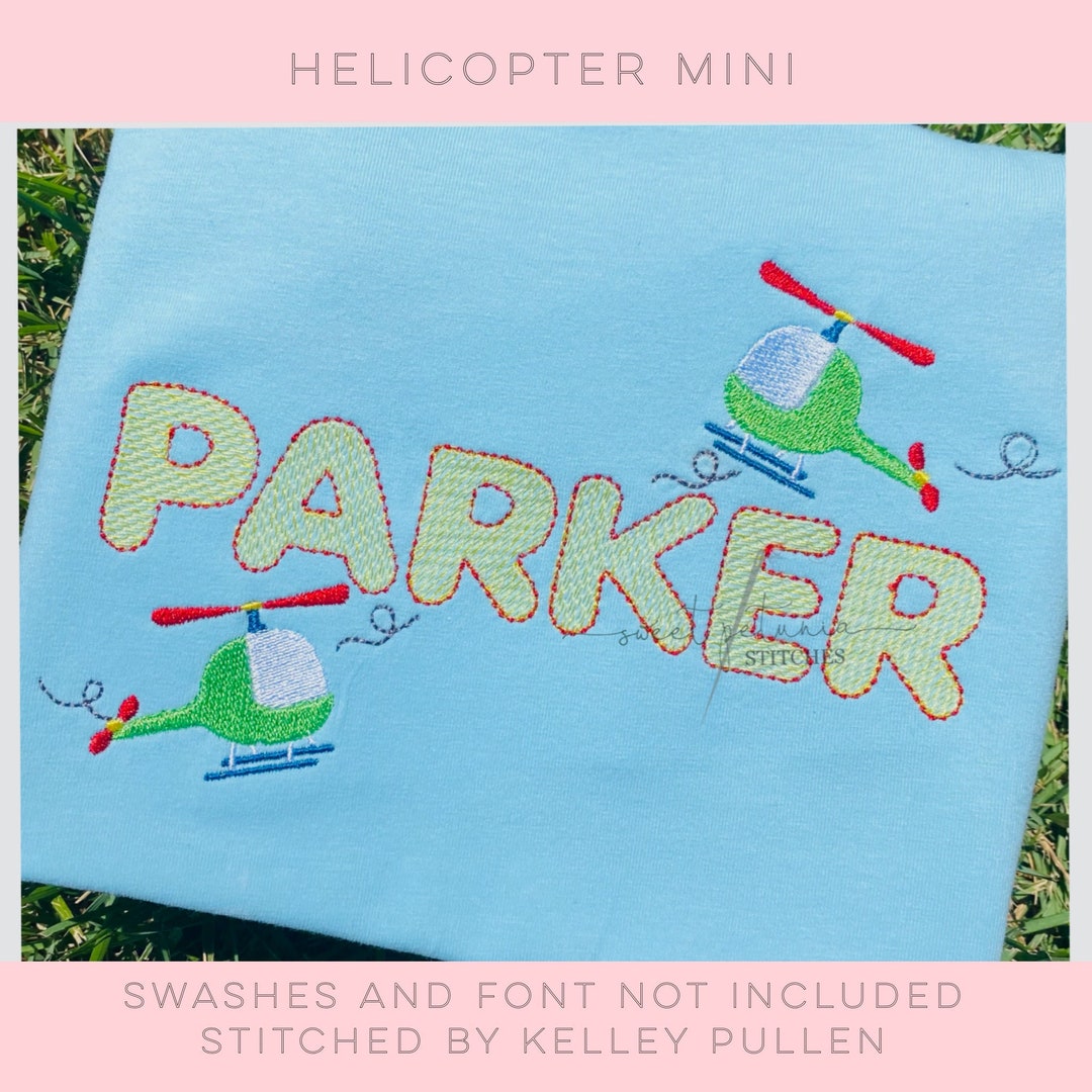 Helicopter Aviation Fly Flight Boys Mini Embroidery Transportation ...