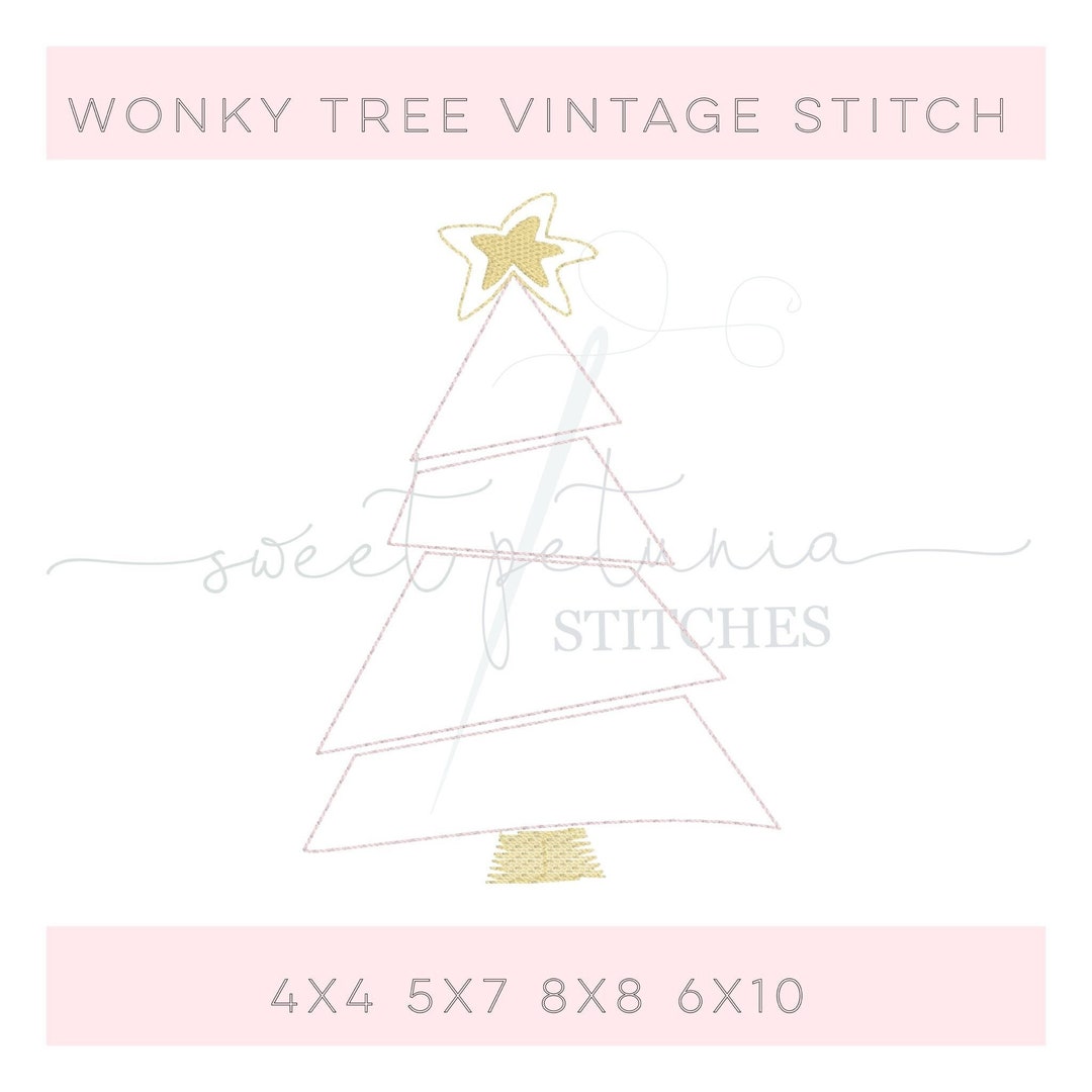 Wonky Funky Whimsical Christmas Tree Outline Simple Bean Quick Stitch Fast Easy Stitch Christmas ...
