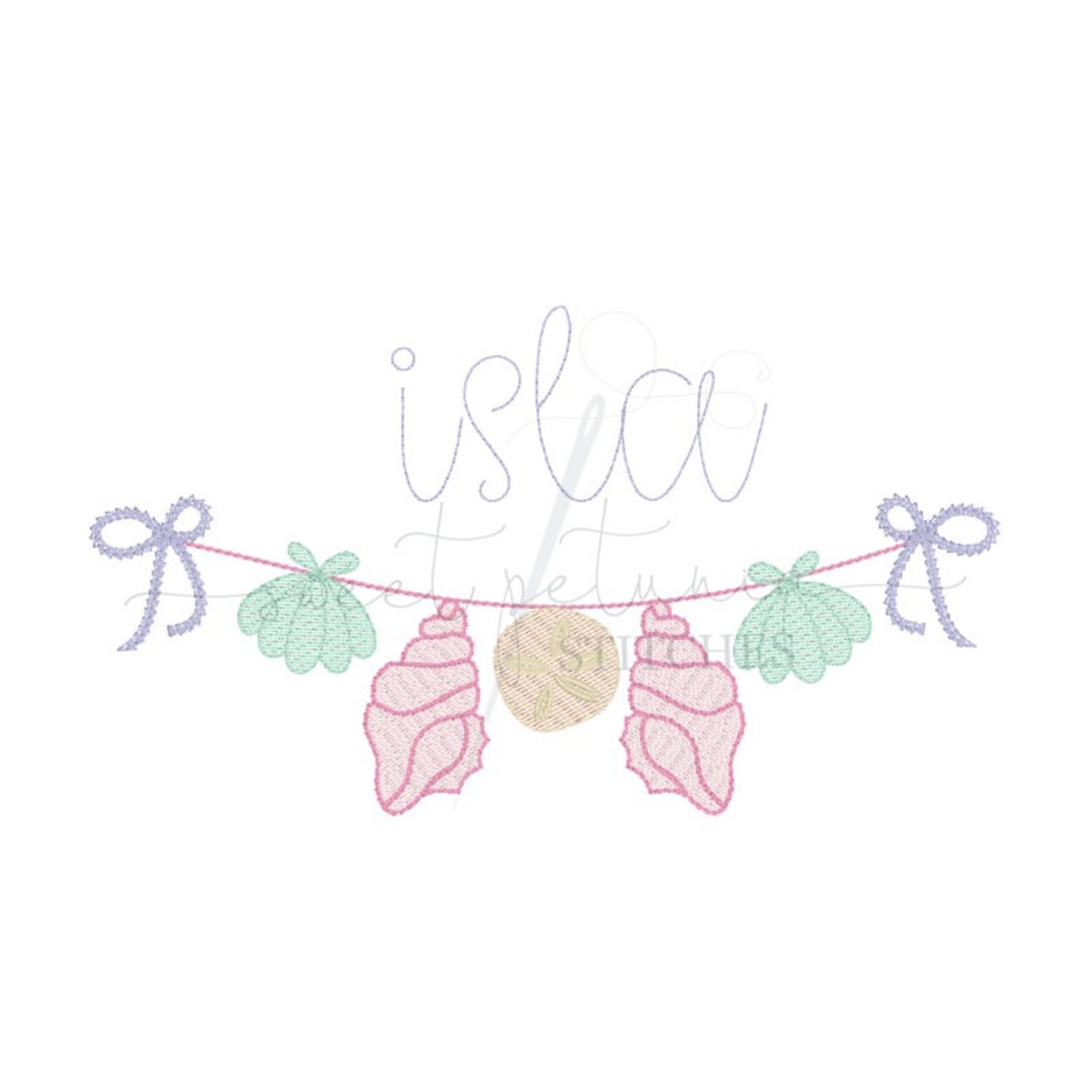 Girly Mermaid Banner Monogram Frame Seashell Conch Clam Seashells ...