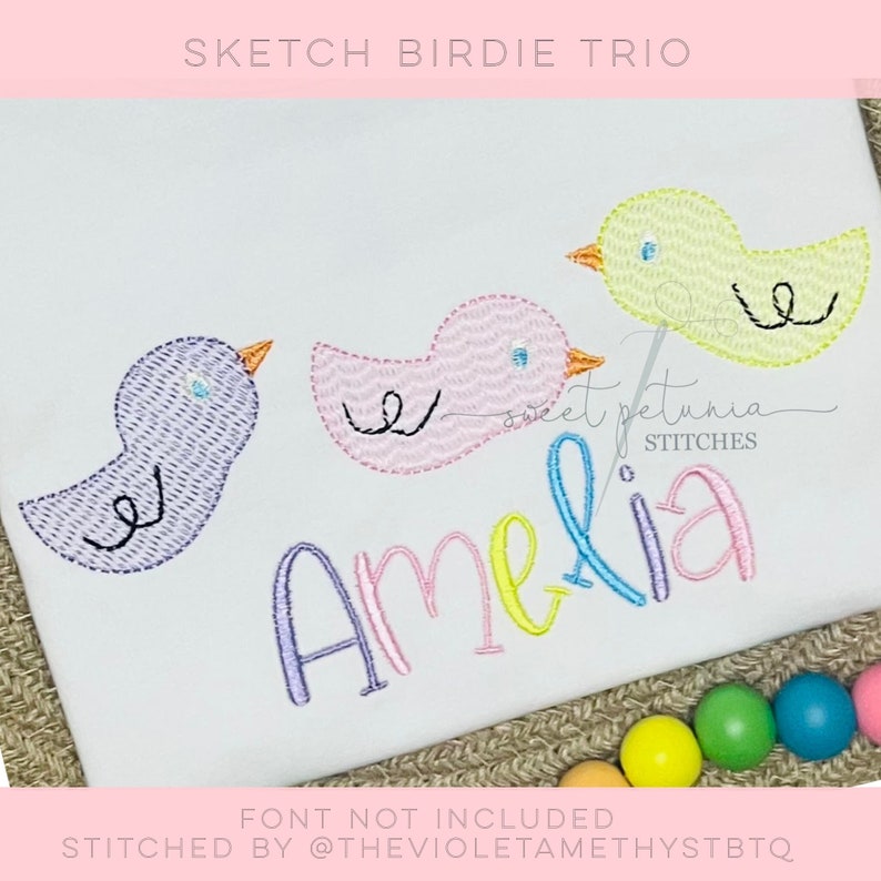 Birds Spring Birdies Tiny Birds Girly Spring Easter Trio Sketch Fill ...