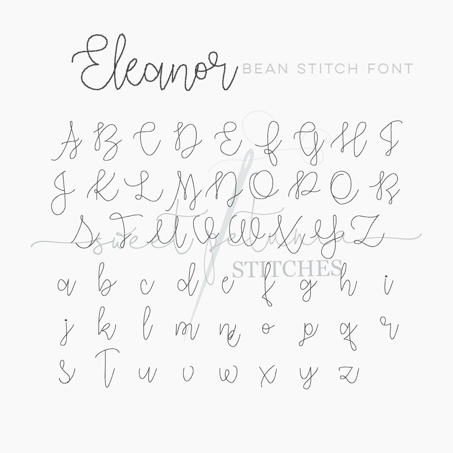 Eleanor Font Girly Bean Stitch Font Cursive Embroidered Font BX Bean ...