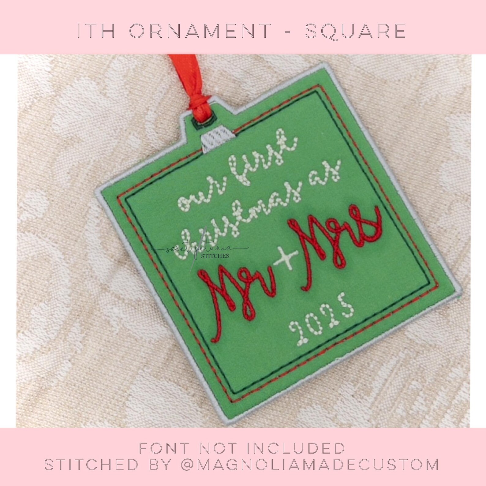 Ornament ITH Satin Stitch Square Christmas Ornament ITH Frame Bag Tag ...