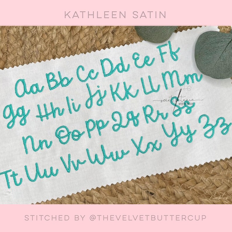 Kathleen Font SMALL Girly Satin Mini Font Cursive Embroidered Font BX ...
