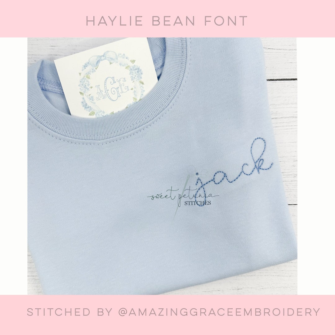 Haylie Font Girly Bean Stitch Font Cursive Embroidered Font BX Bean ...