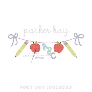 Back to School Apple Pencil ABC Girls Bow School Kindergarten First Day ...