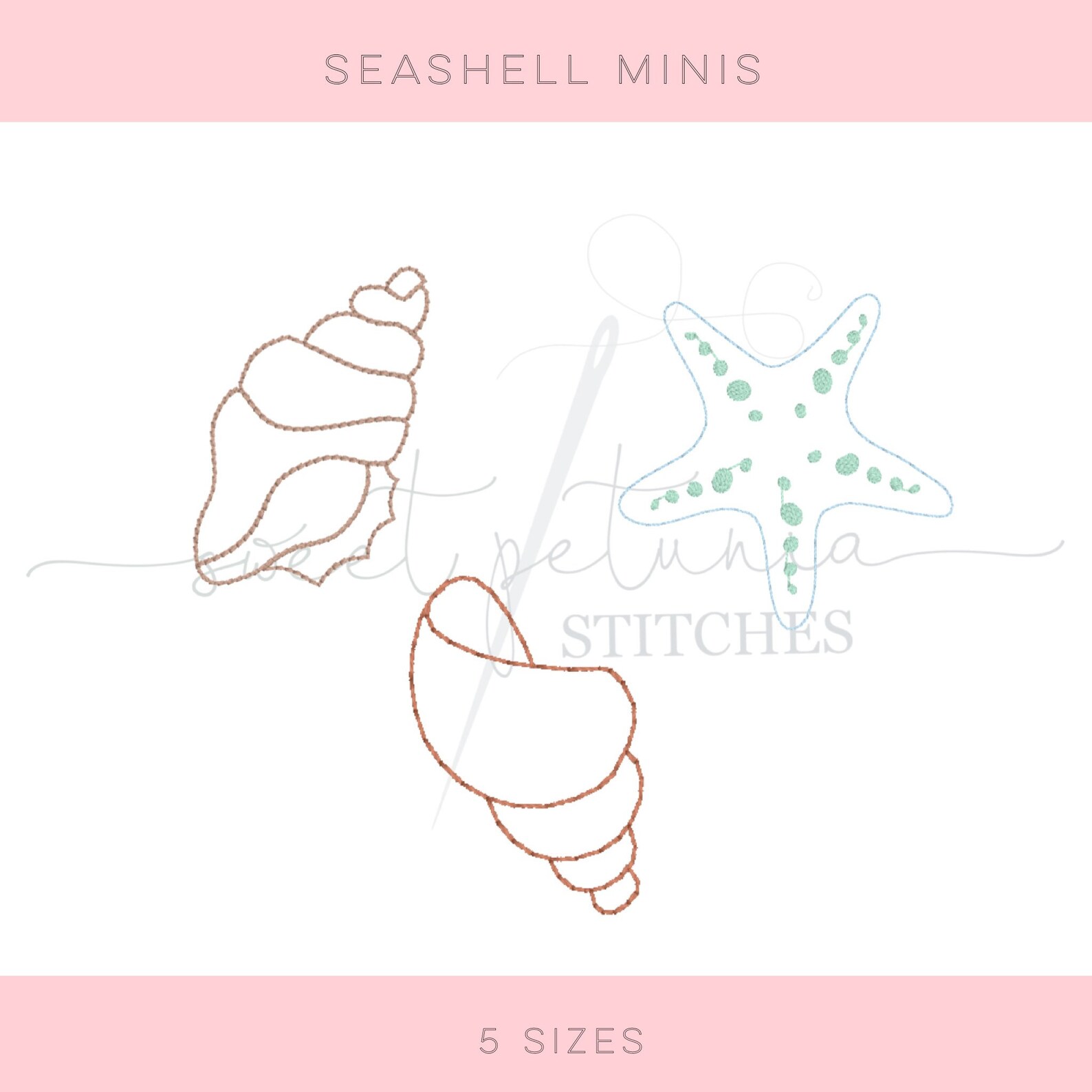 Seashell Starfish Sea Shell Vintage Bean Stitch Mini Trio Machine ...