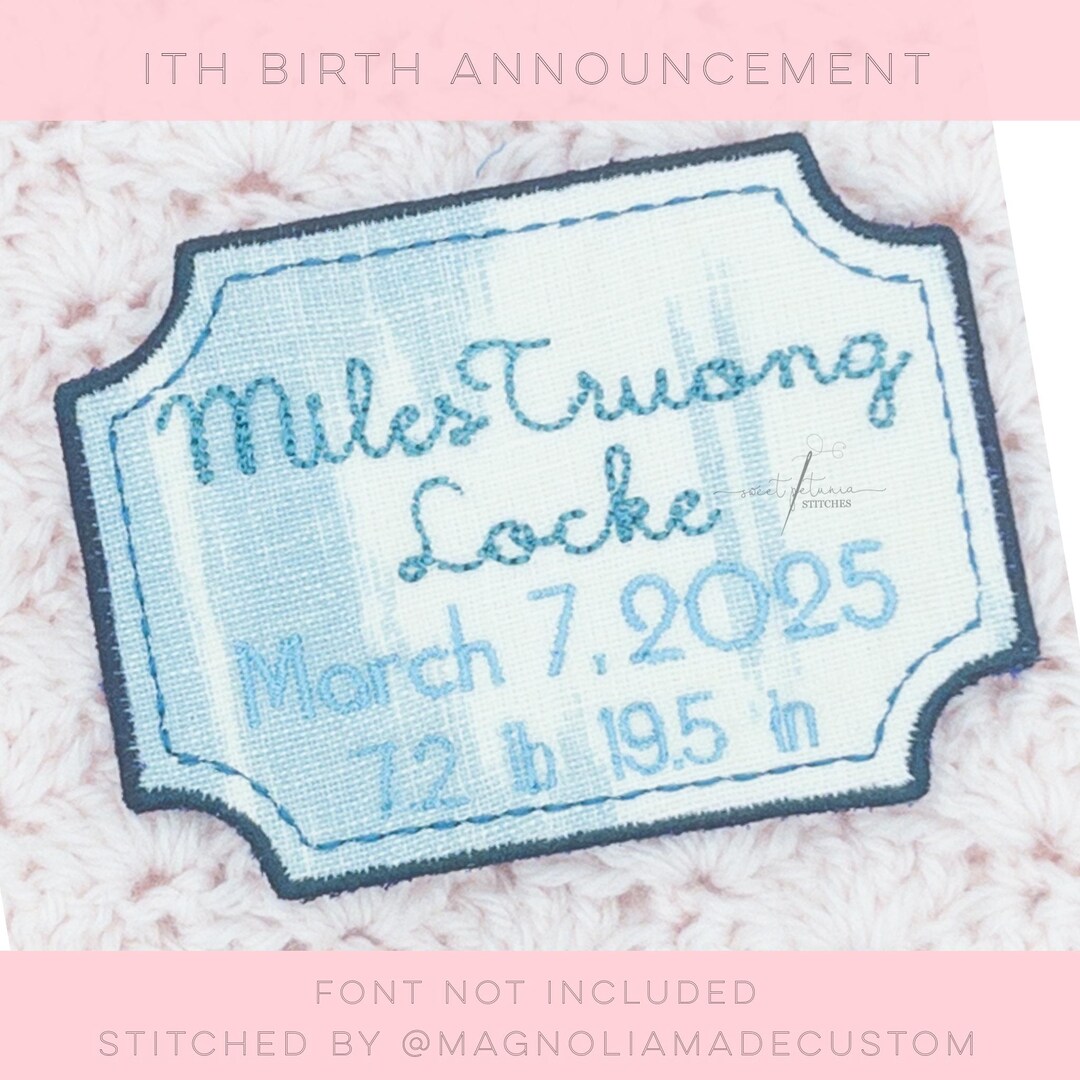 Birth Announcement Plaque Banner Baby Boy Announcement ITH Applique in ...