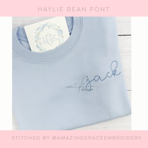 Haylie Font Girly Bean Stitch Font Cursive Embroidered Font BX Bean ...