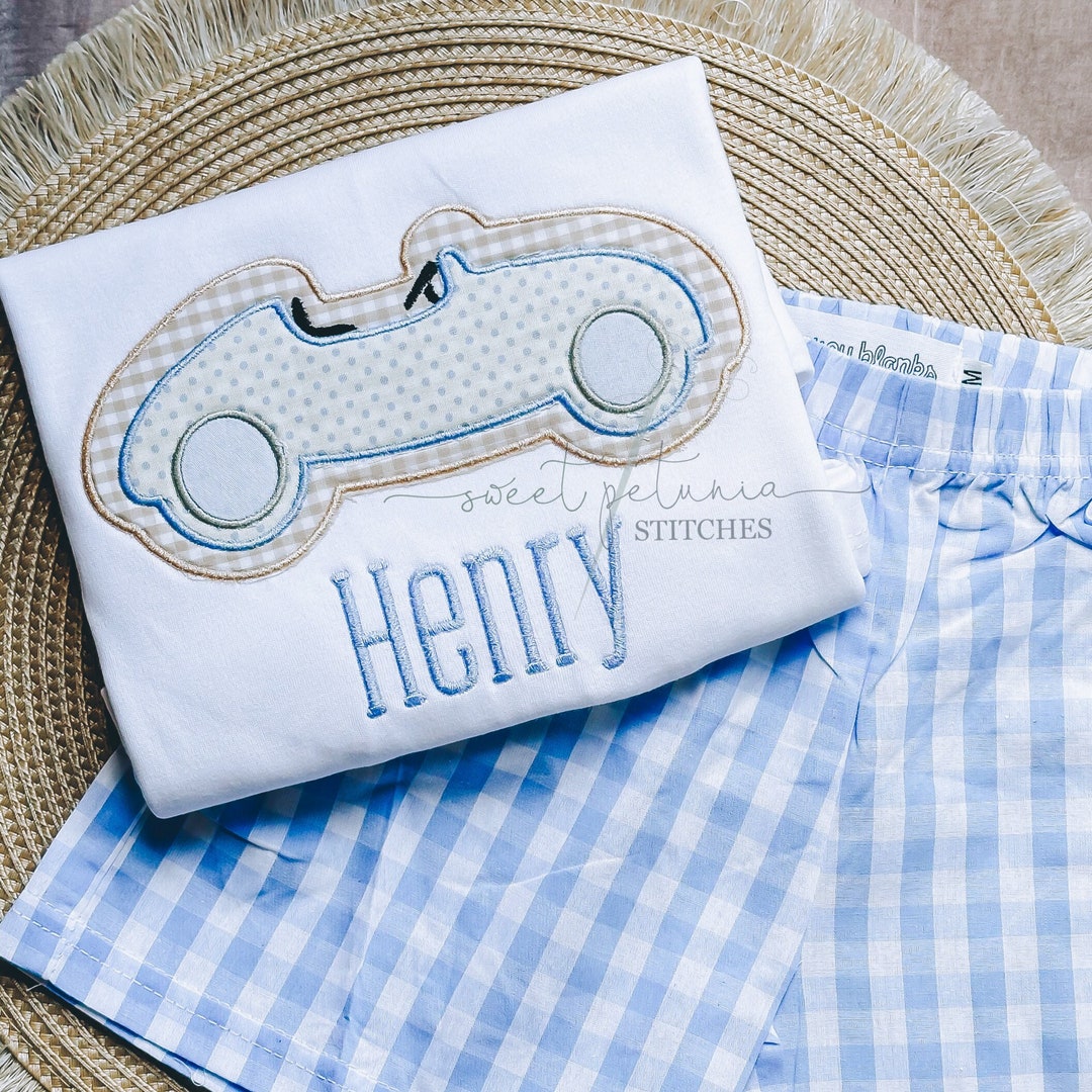 Race Car Double Applique Racing Cars Boys Simple Applique Satin ...