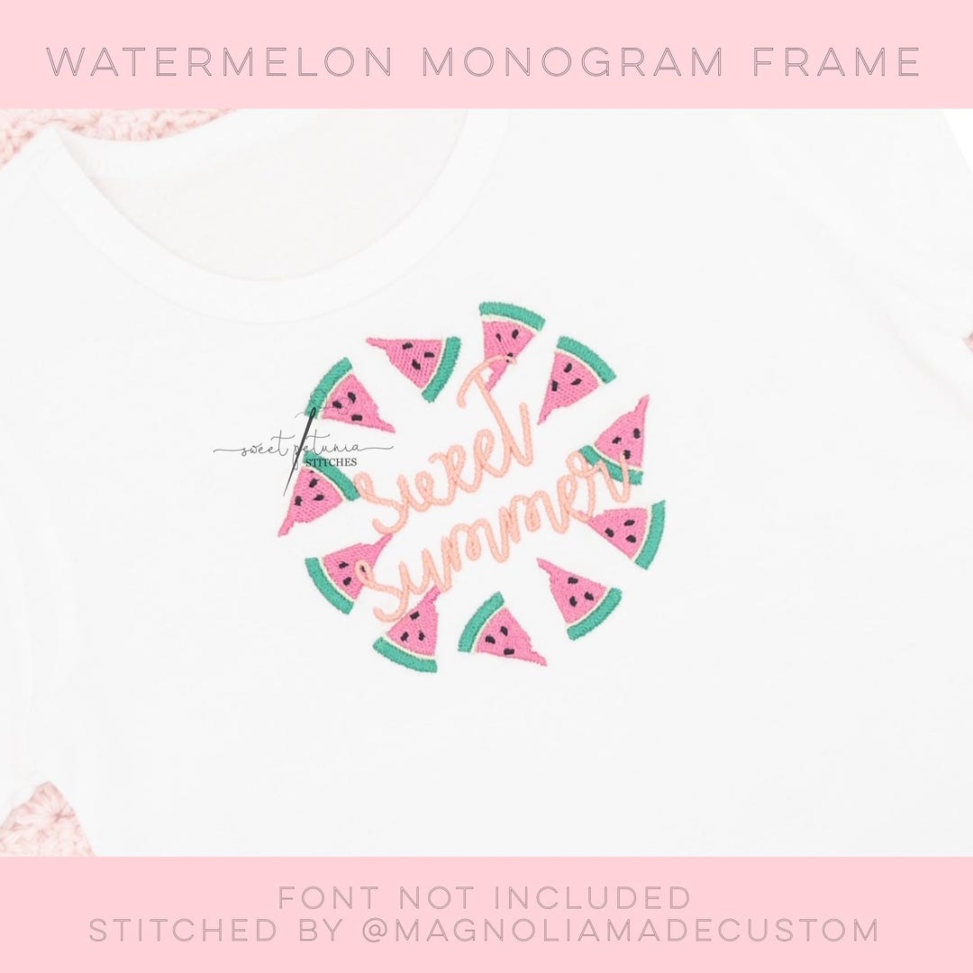 Watermelon Monogram Sweet Summer Girly Frame Monogram Watermelons Fruit ...