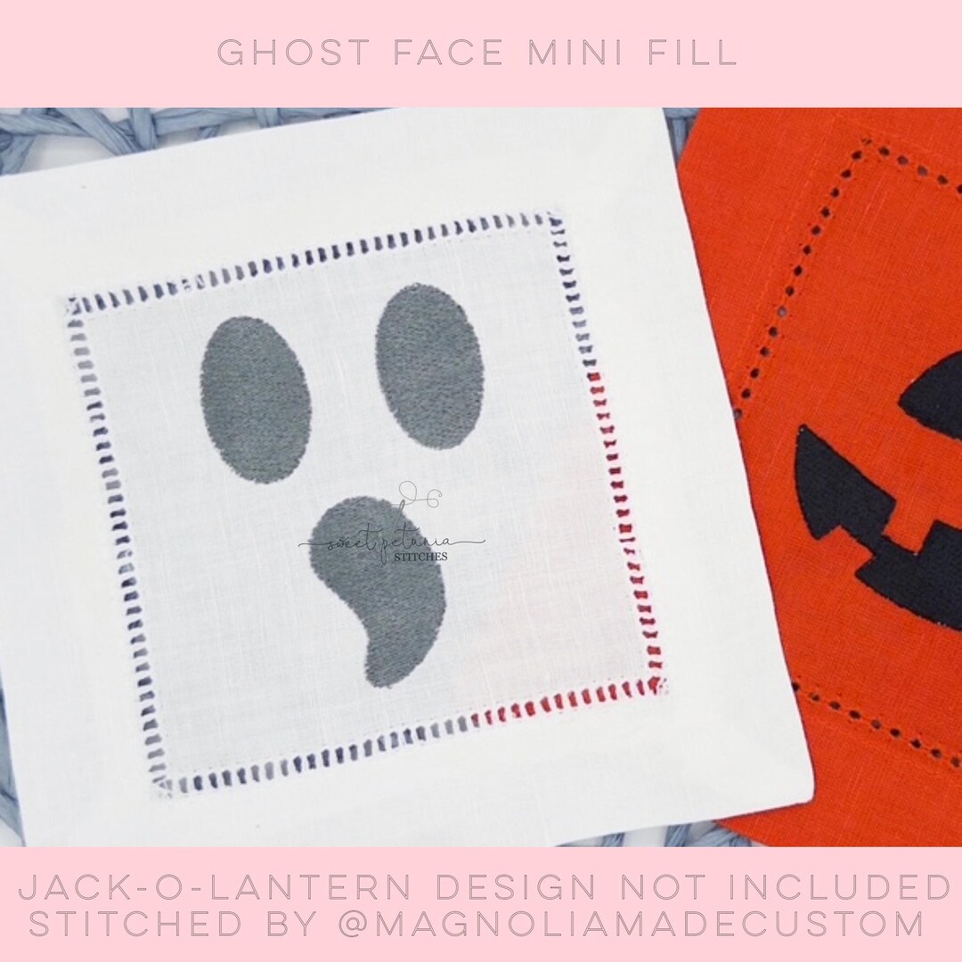 Halloween Ghost Face Motif Satin Ghost Spooky Mini Monogram Add on ...