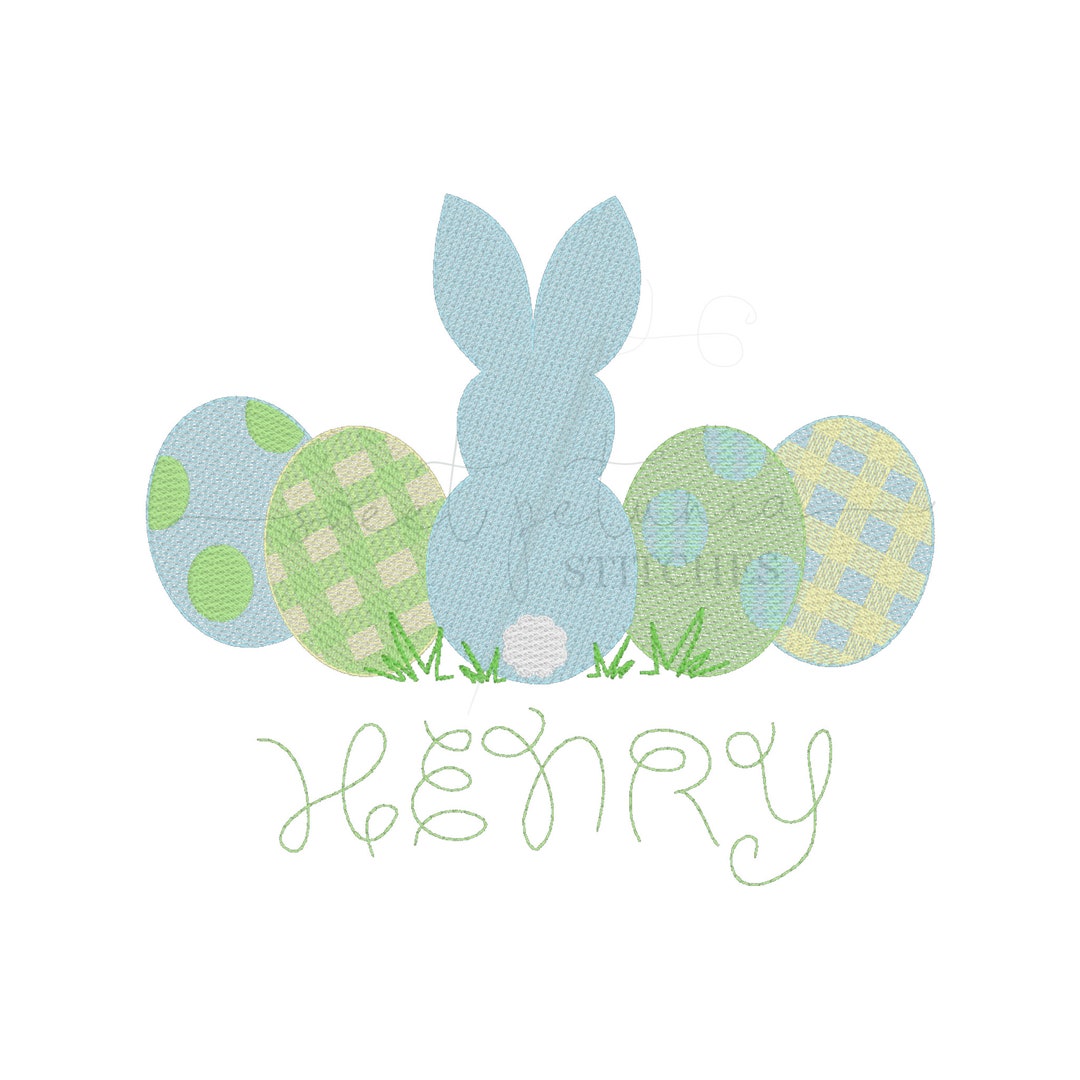 Easter Bunny Egg Hunt Easter Basket Bunny Rabbit Gingham Boy Polka Dot ...