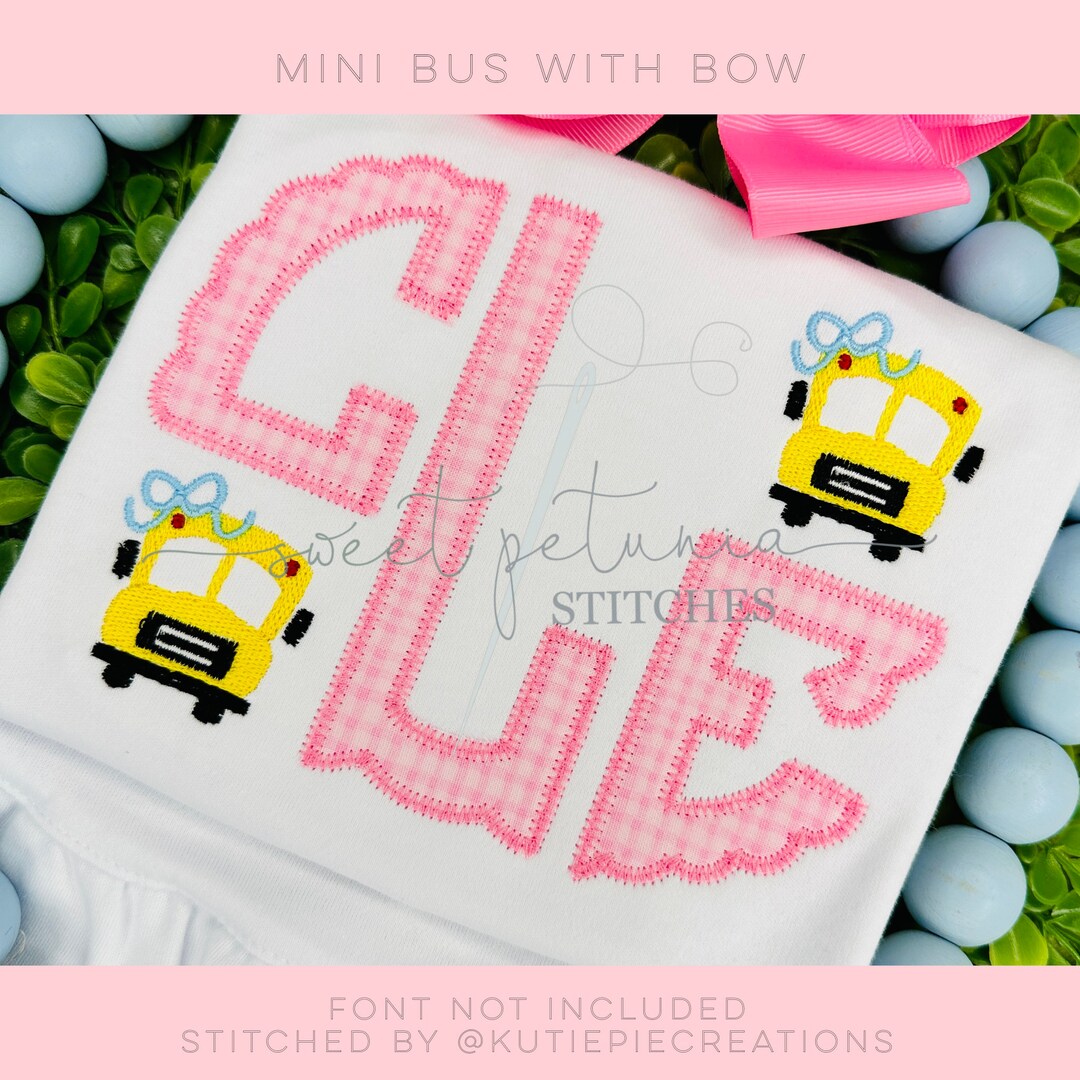 School Bus Bus Mini Bus Elementary Kindergarten Polo Bow Girl Mini Back ...