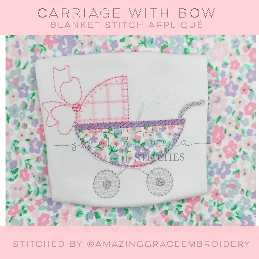 Carriage Pram Stroller Bow Baby Doll Baby Girl Big Sister Applique ...