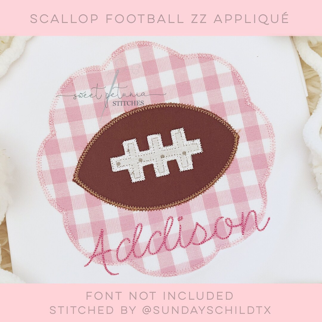 Football Scallop Applique Girly Football Go Team Team Spirit College ...
