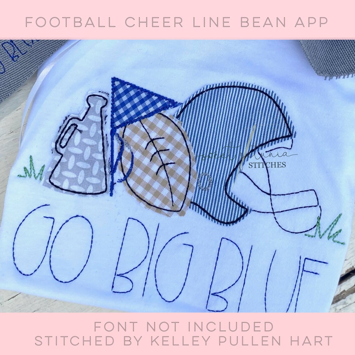 Football Cheer Applique Line Football Go Team Team Spirit College ...