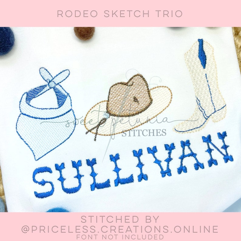 Rodeo Cowboy Bandana Boot Western Boho Sketch Fill Trio Bean - Etsy