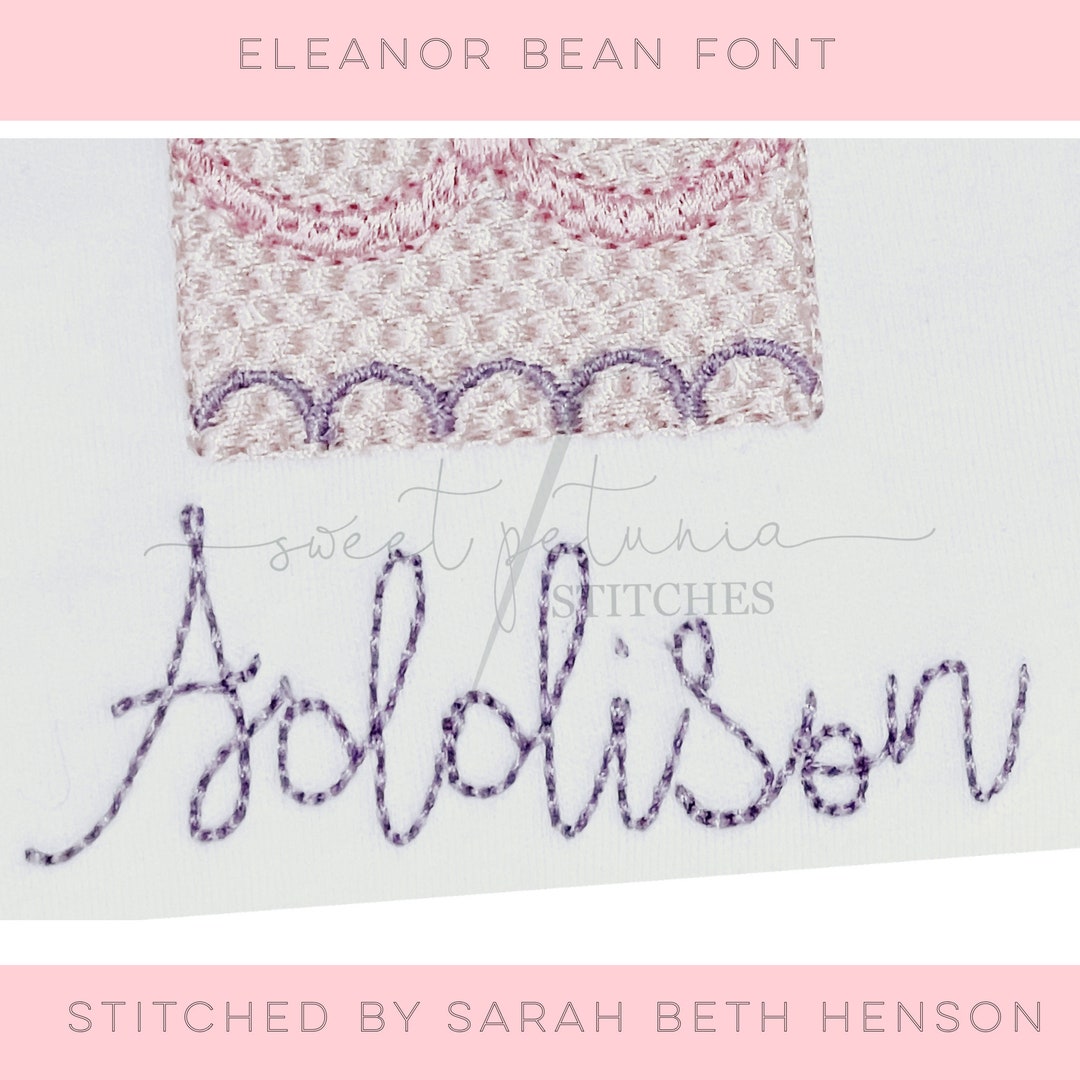 Eleanor Font Girly Bean Stitch Font Cursive Embroidered Font BX Bean ...