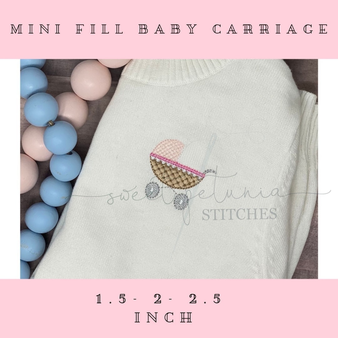 Dainty Scalloped Baby Doll Carriage Pram Mini Fill Stitch Machine ...