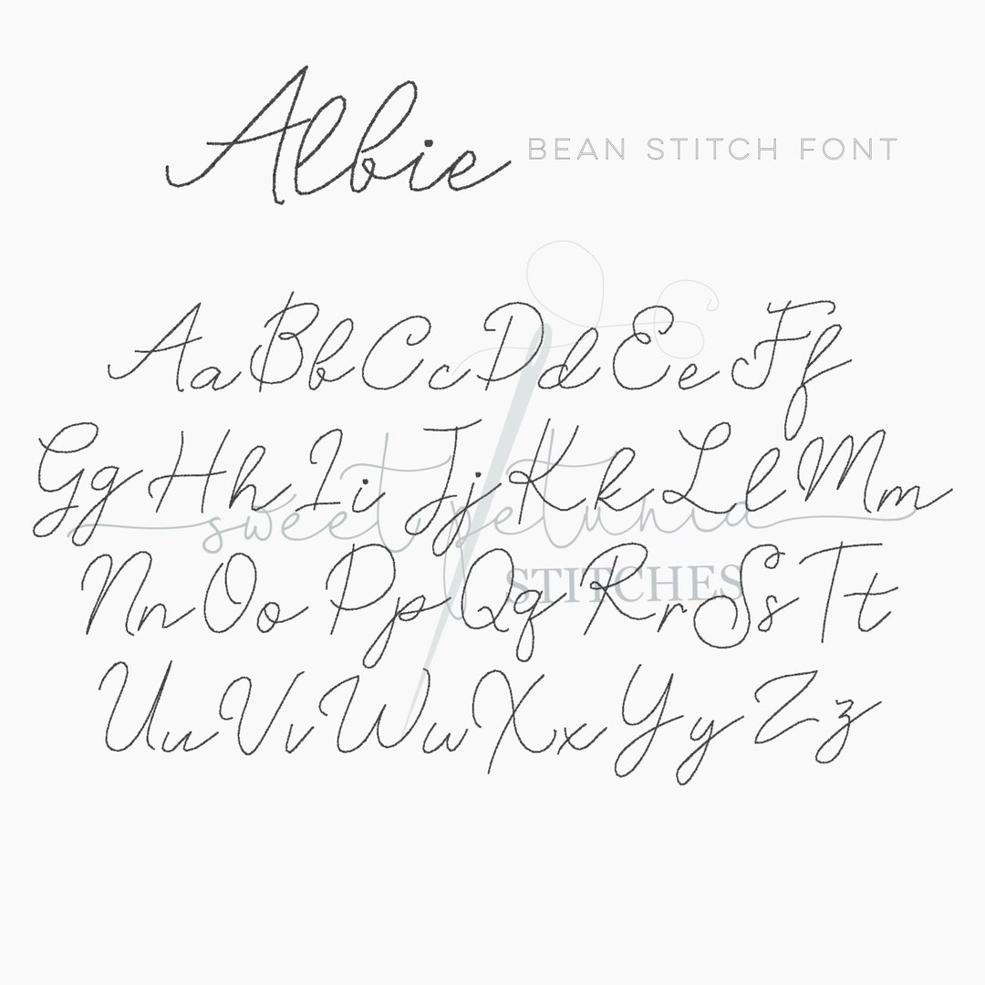 Albie Font Girly Bean Stitch Font Cursive Embroidered Font BX Bean ...