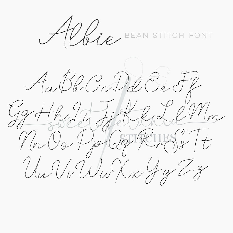 Albie Font Girly Bean Stitch Font Cursive Embroidered Font BX Bean ...