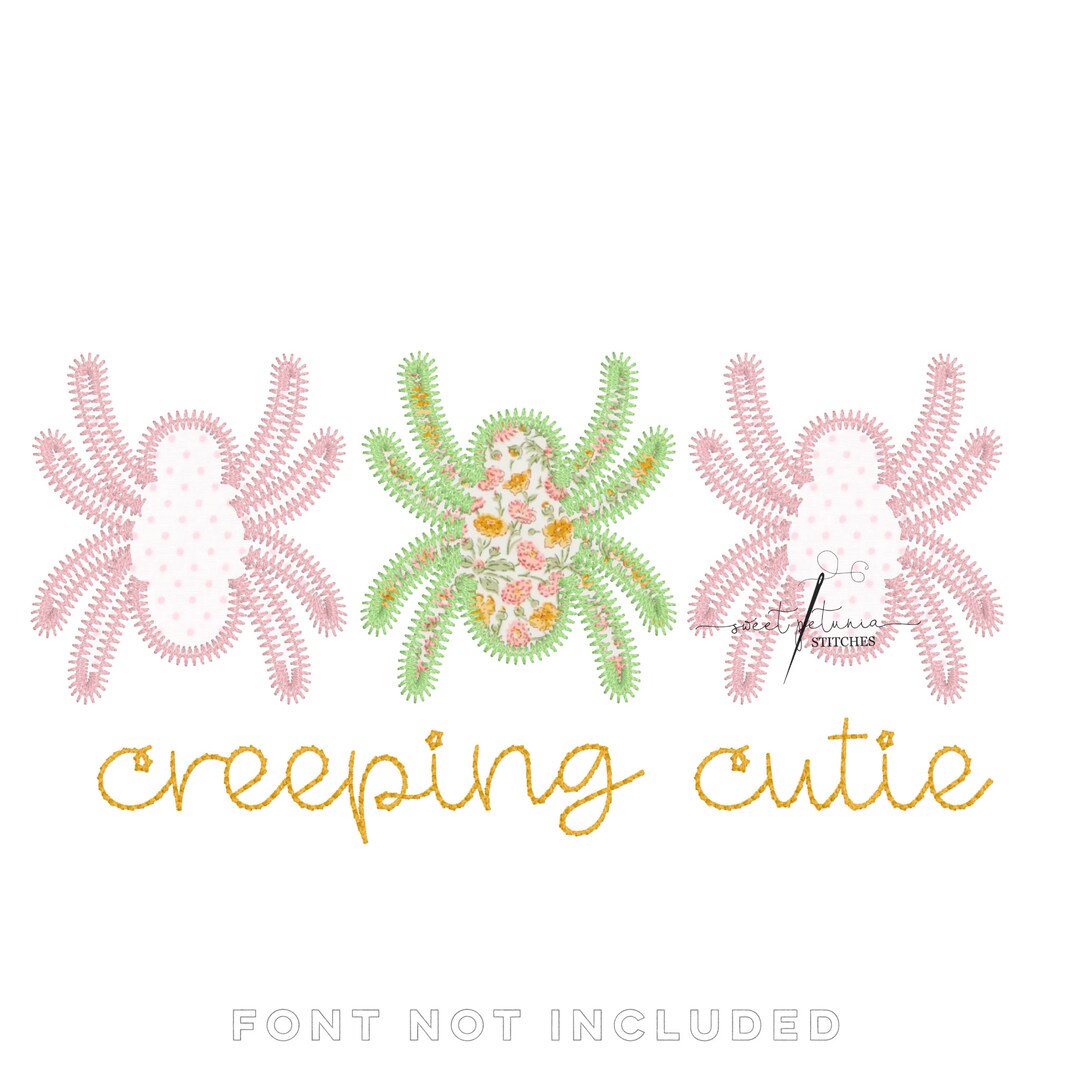 Spider Spooky Spider Creepy Crawly Spiders Halloween Trio ZZ Applique ...
